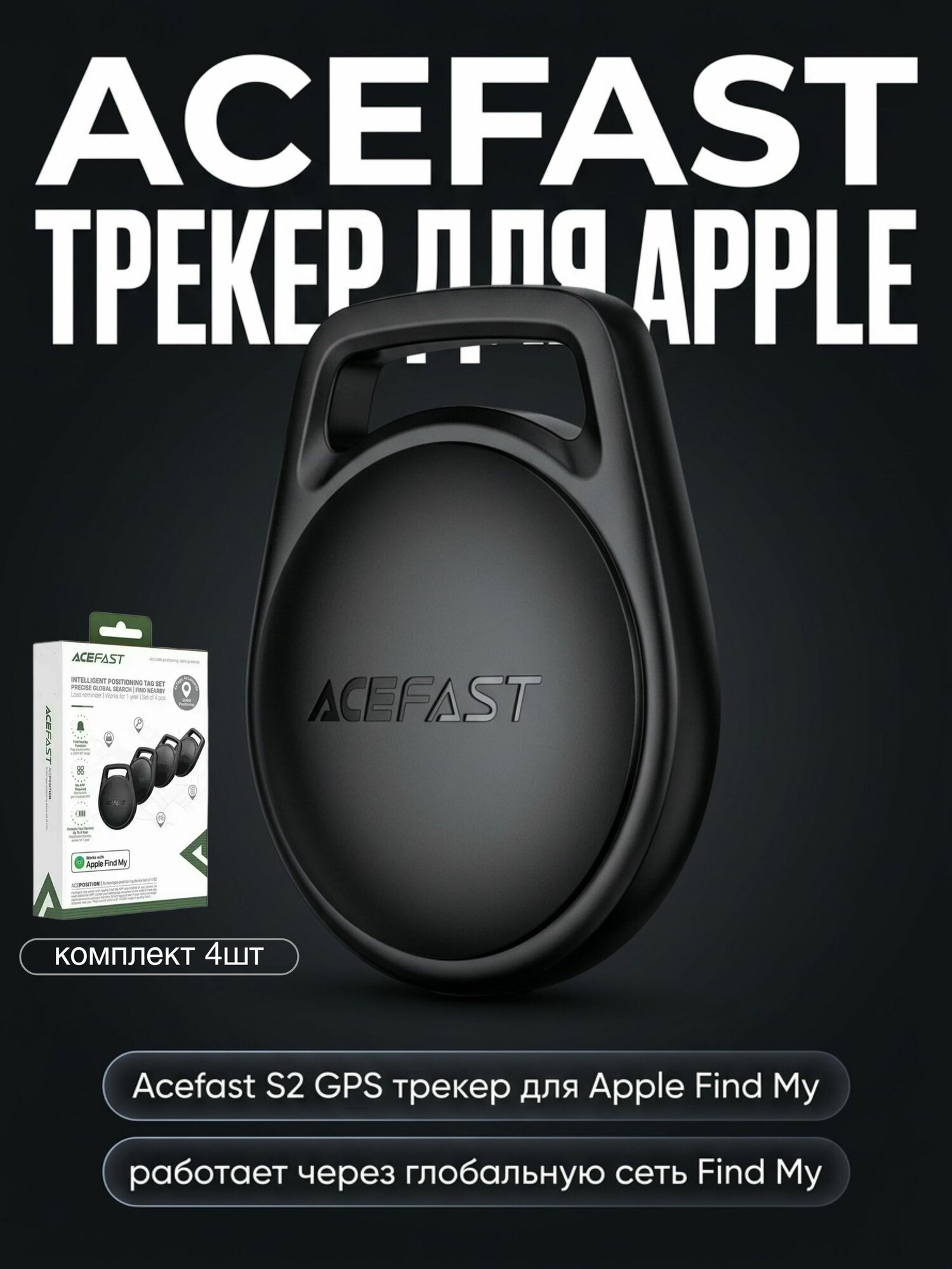 GPS трекер Acefast S2 set of 4pcs