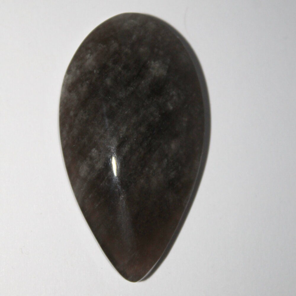 Обсидиан кабошон, натуральный камень, 48х26х3 мм, Армения, "True Stones"