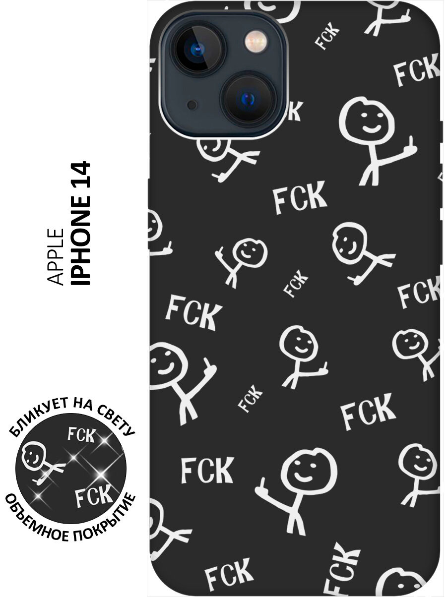 Силиконовый чехол на Apple iPhone 14 / Эпл Айфон 14 с рисунком "Fck Pattern W" Soft Touch черный