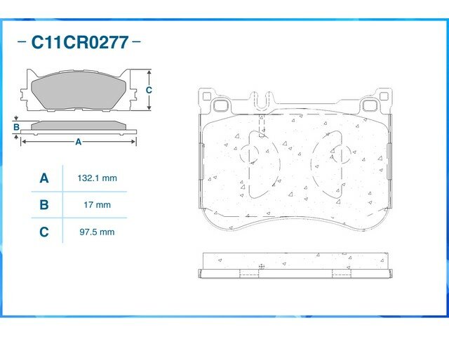 CWORKS C11CR0277 колодки тормозные передние, low metallic, mercedes-benz