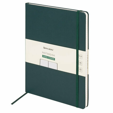 Блокнот большой формат (180×250 мм) В5, BRAUBERG ULTRA, балакрон, 80 г/м2, 96 л, клетка, темно-зеленый