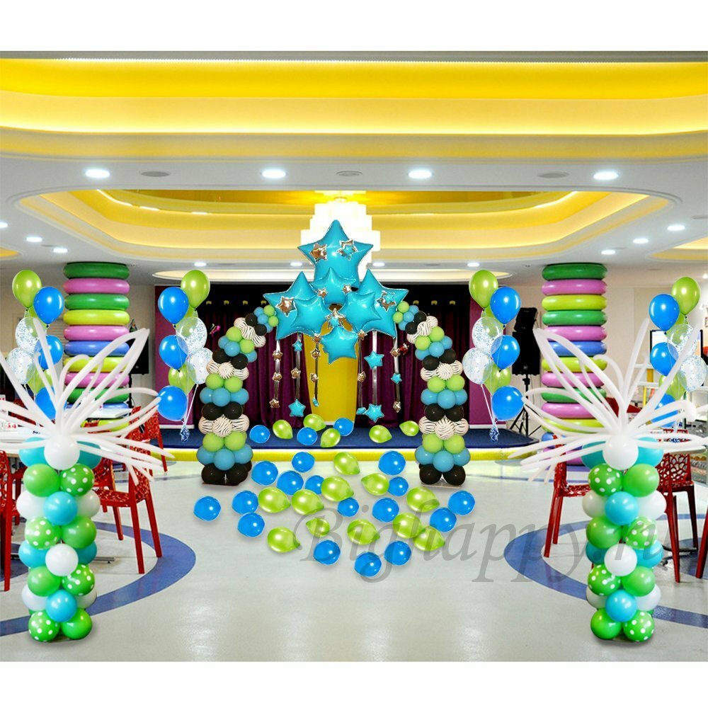 Украшение сцены шарами на День рождения мальчика