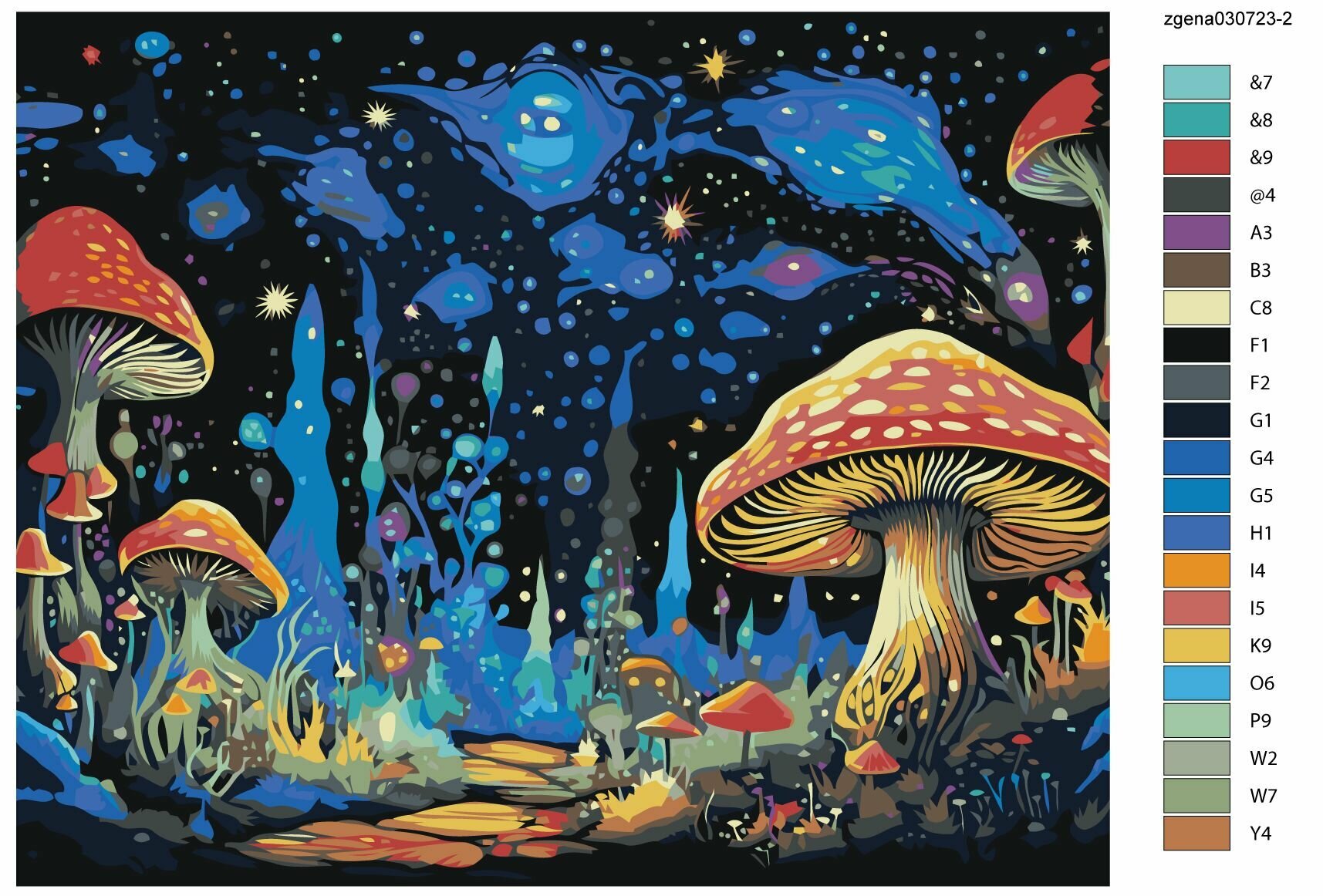 Картина по номерам,"Живопись по номерам",72 x 90, zgena030723-2, сказочный лес, грибы