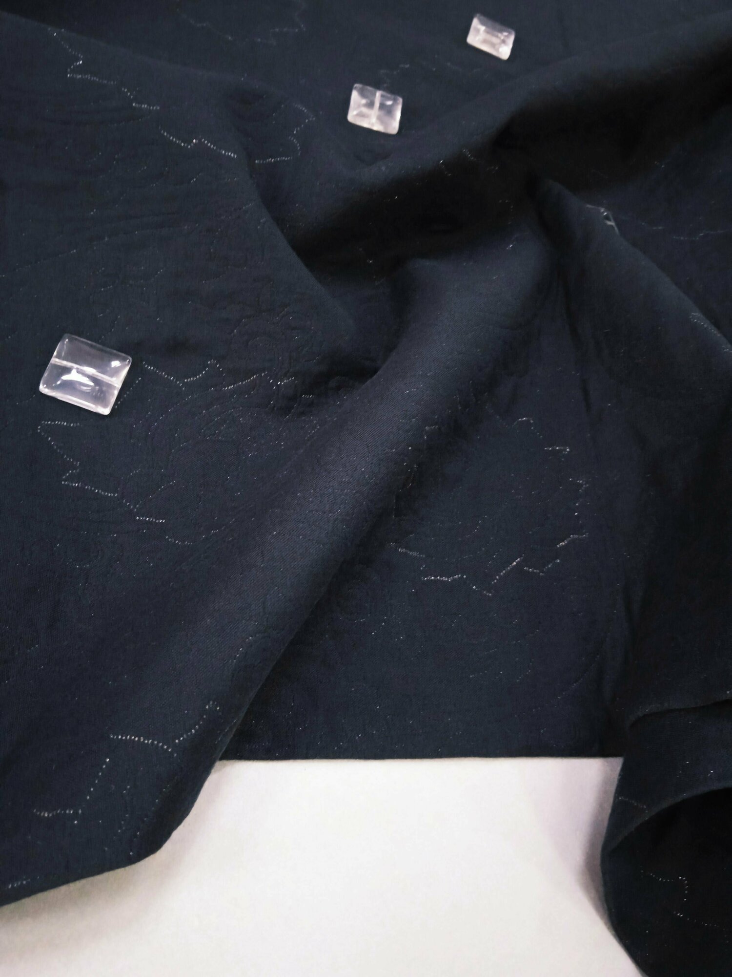 Ткань для шитья Костюмная, Жаккард "Chanel" черный с вышивкой , Италия , отрез 100*150 см, пл.225 г/м2