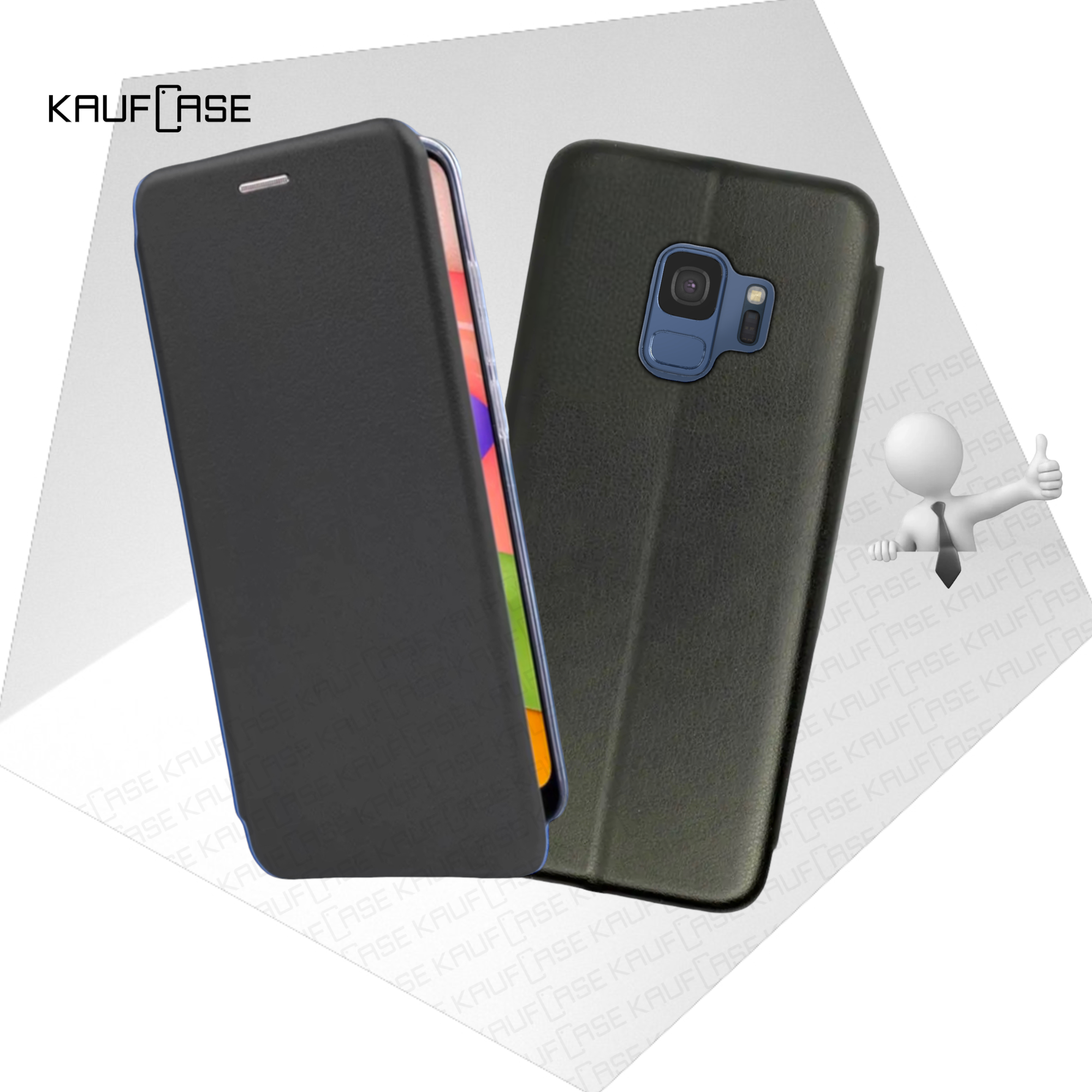 Чехол книжка для телефона Samsung S9 (S960) (5.8"), черный. Текстура под кожу