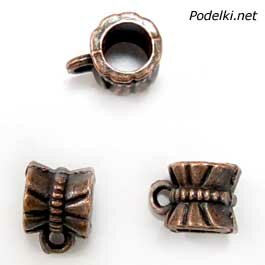 Фурнитура для бижутерии Бейл Цилиндр вогнутый 0002492 цвет медный 8x7 мм, цена за 10 шт.