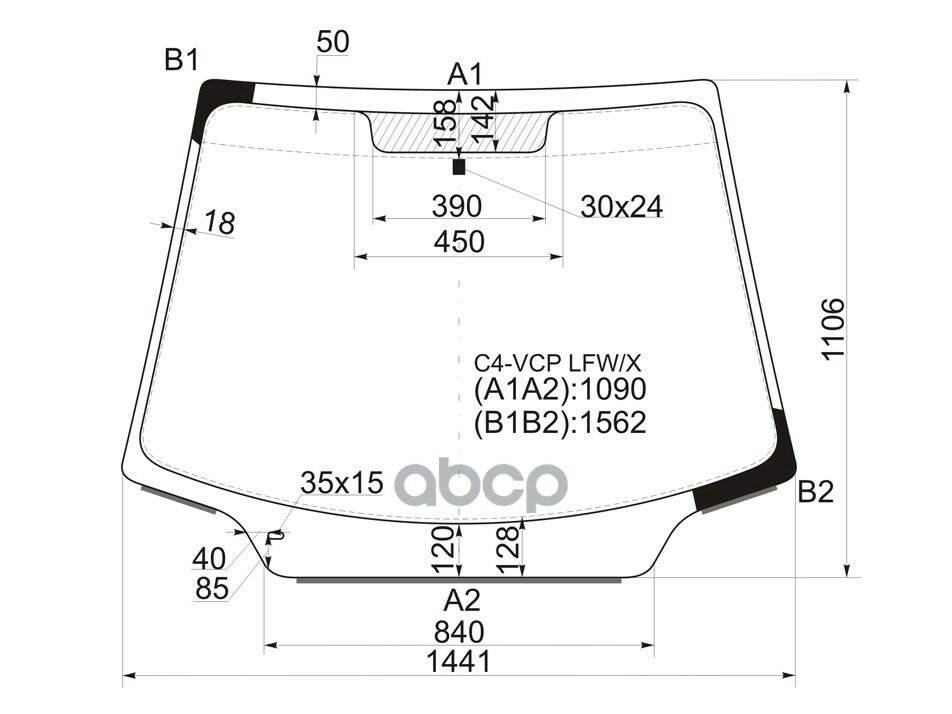 Стекло лобовое (Молдинг) Citroen C4 04-11 XYG арт. C4-VCP LFW/X