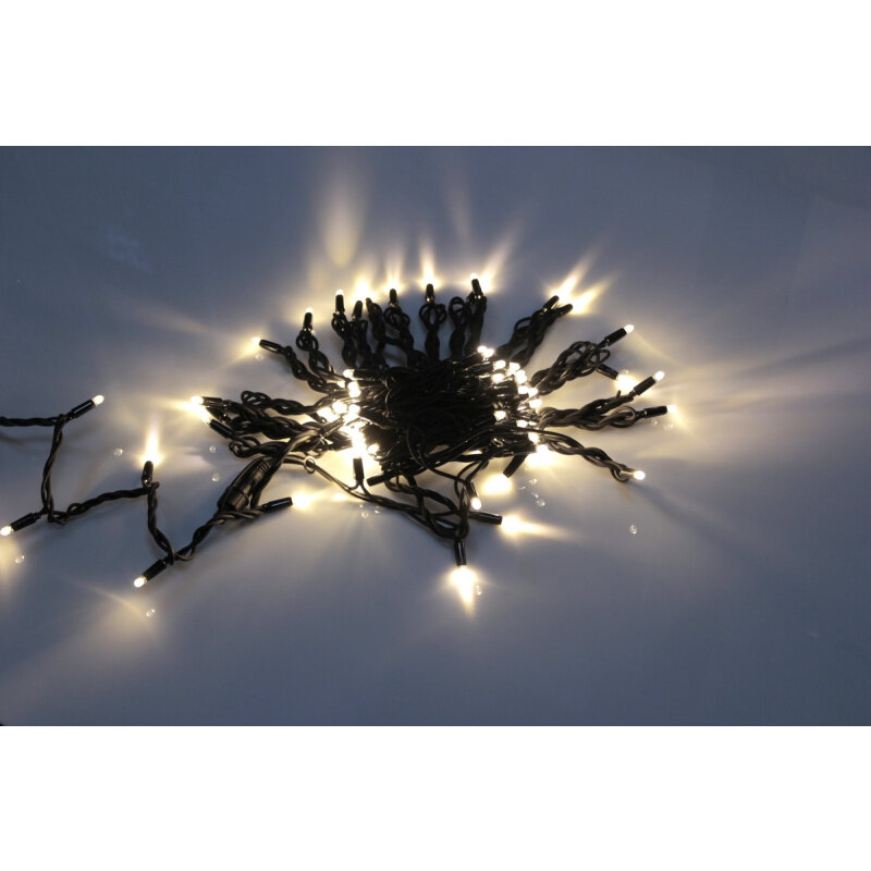 LED-PLR-100-10M-240V-WW/BL-W/O LED гирлянда фиксинг 10м, IP65, 240V, белые теплые LED/провод каучук
