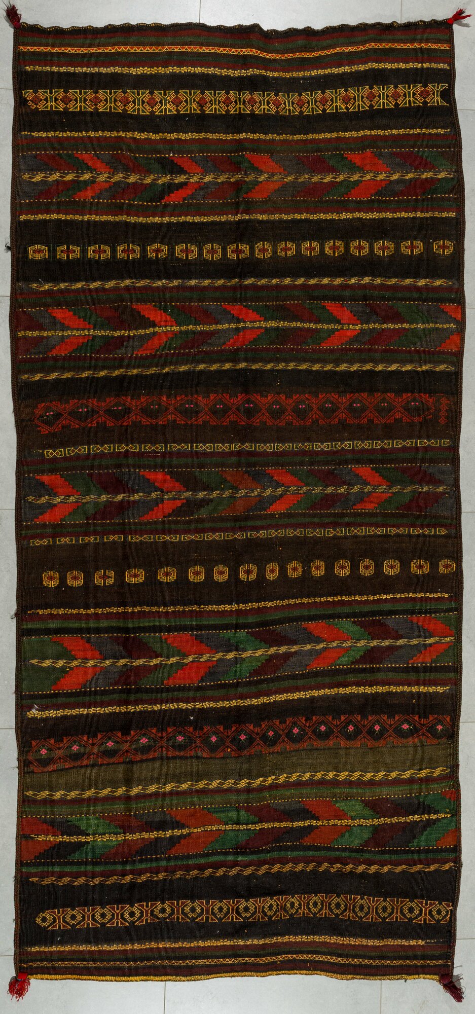 Ковер Сумах Persepol, 126x267см, ручной работы, шерстяной, винтажный, этнический, Иран