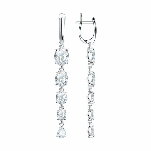 Серьги, серебро, 925 проба, фианит