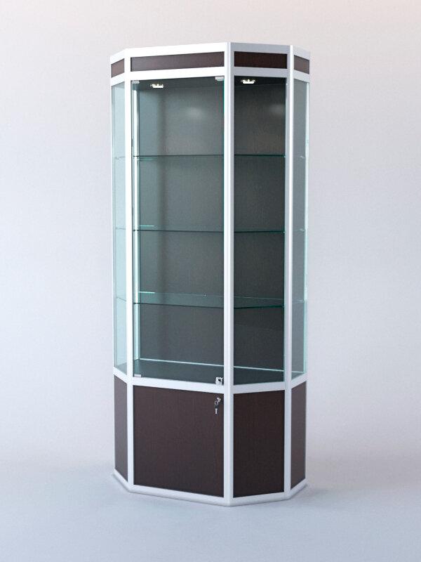 Витрина для музеев вооруженных сил "экспонат" №13-1 шестигранная (задняя стенка ДВП), Дуб Венге