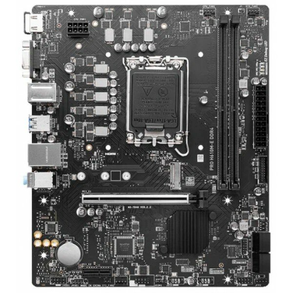 Материнская плата MSI PRO H610M-E, LGA 1700, Intel H610, 2xDDR5, 4xSATA, 1xM.2, 1xPCIe 4.0 x16, 1xPCIe 4.0 x1, 1xHDMI, 1xVGA, 1xRJ45 1Gb, 2xUSB-A 3.2