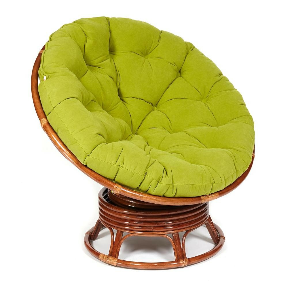 Кресло-качалка TetChair Papasan w 23/01 B (с подушкой) Pecan (орех), флок Олива, 23