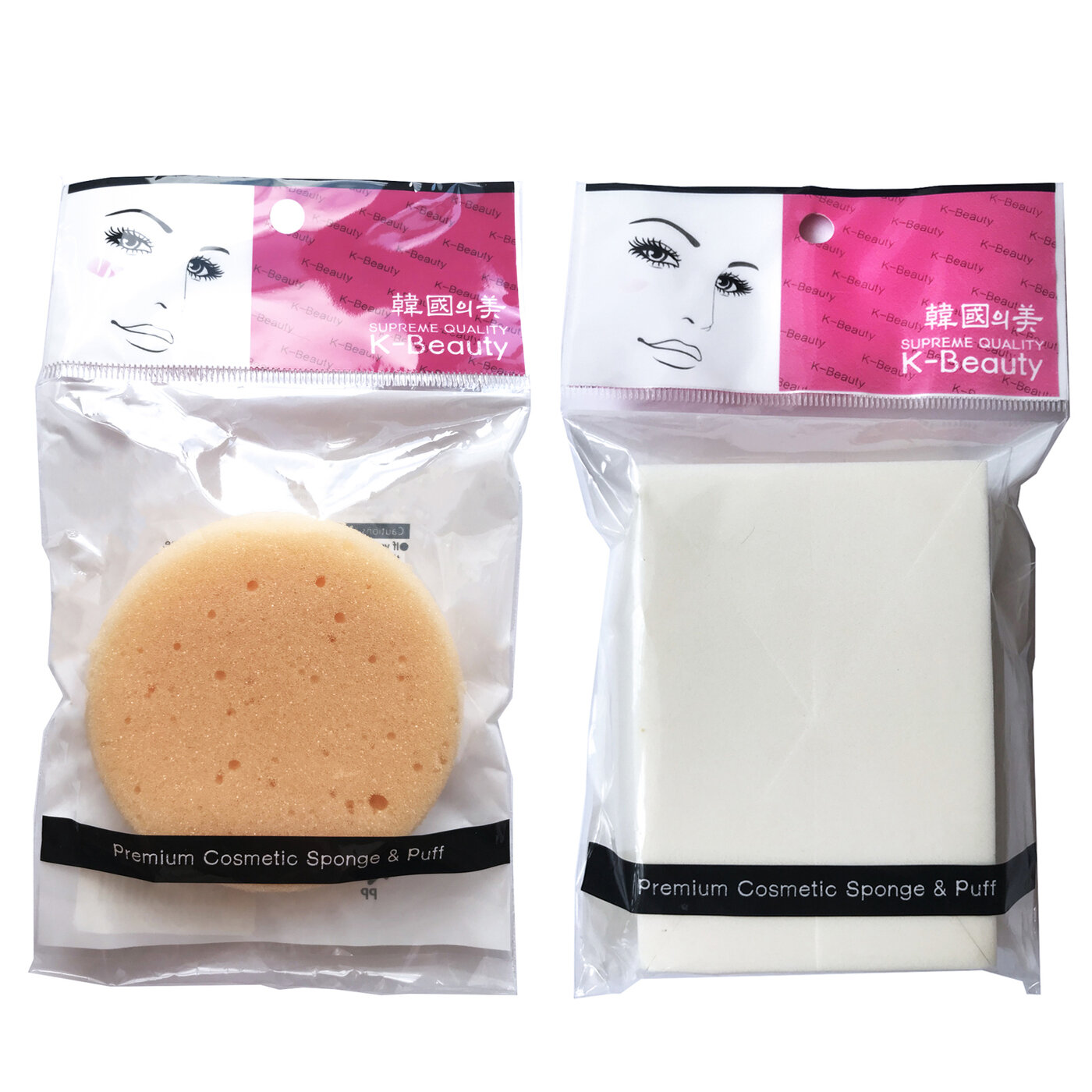 K-Beauty набор спонжей: скрабирующий спонж (для глубокого очищения) и спонж "Прямоугольник" 7*10 см, 8 сегментов (для нанесения ровного тона)