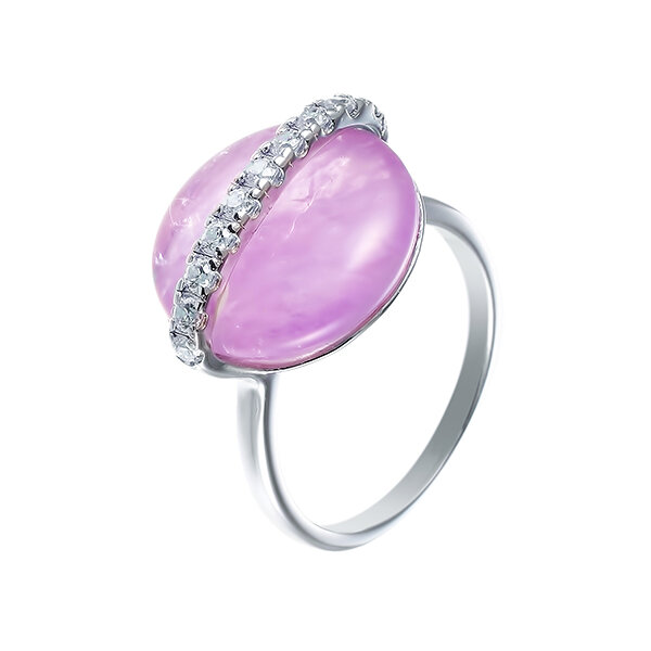 Перстень, серебро, 925 проба, родирование, аметист, циркон