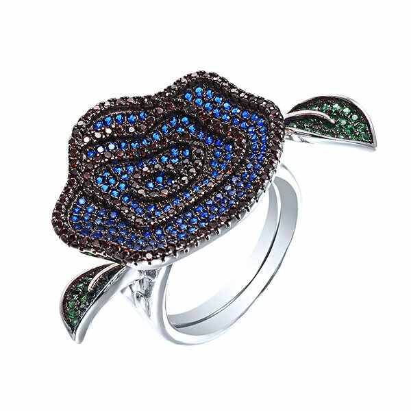 Кольцо, серебро, 925 проба, фианит