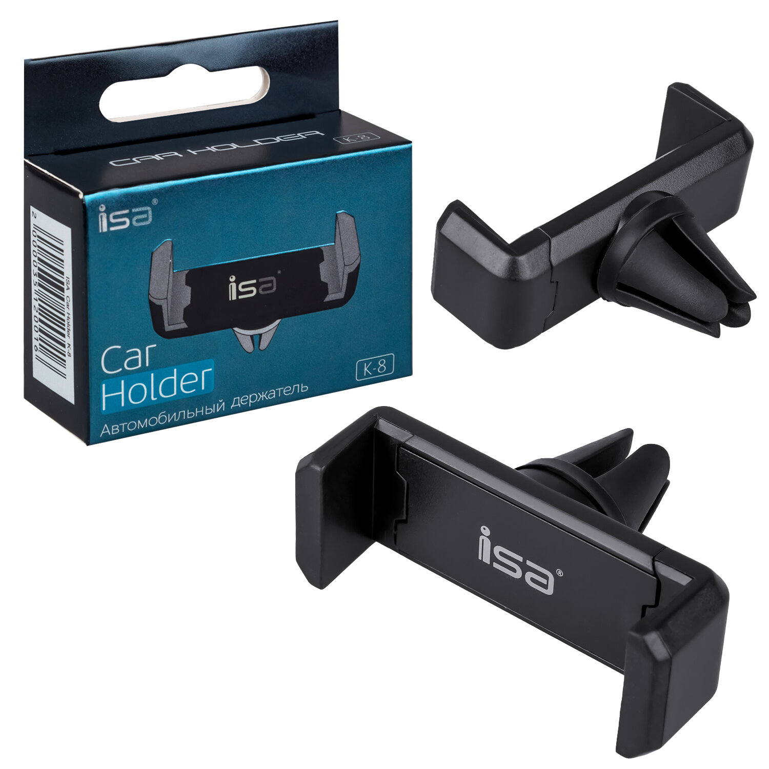 Автомобильный держатель isa K-8, металл, черный, для iPhone/Samsung/Sony Xperia