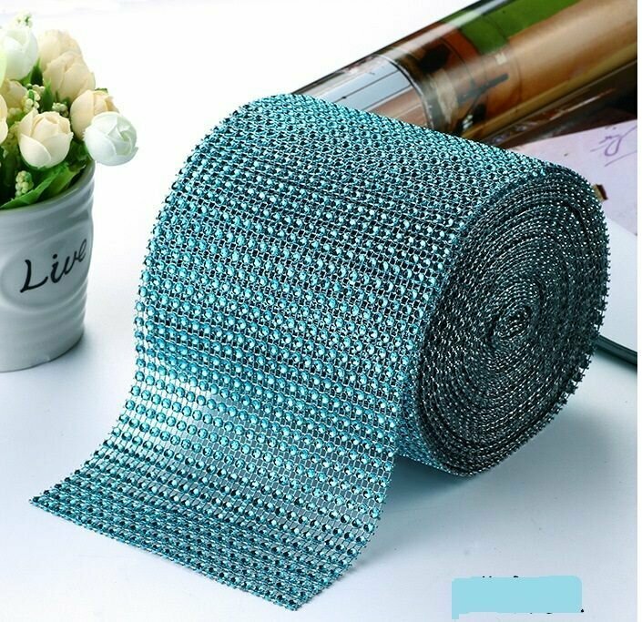 Лента, с имитацией страз, бирюзовая, 12смx50см