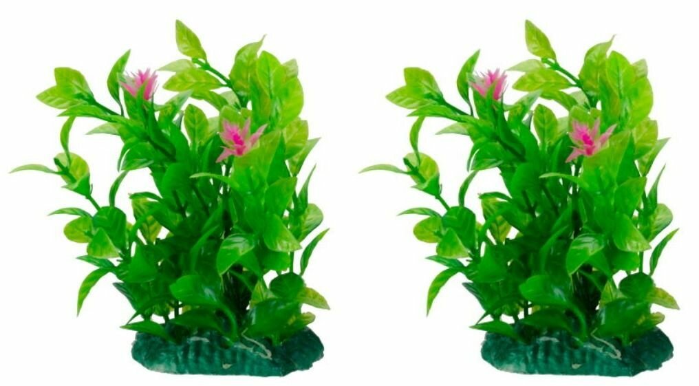 Homefish Растение для аквариума пластиковое Мезембриантемум, с грузом, 11 см, 2 шт