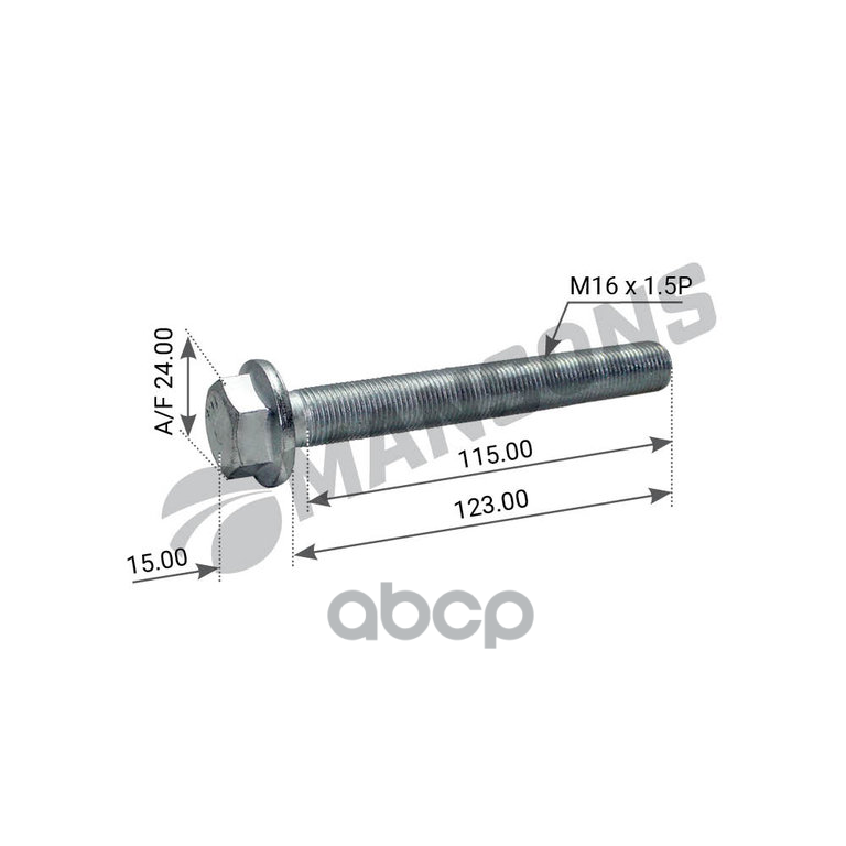 MANSONS 100081 болт амортизатора! с буртиком M16x1.5x122 10.9 \ Sсhmitz