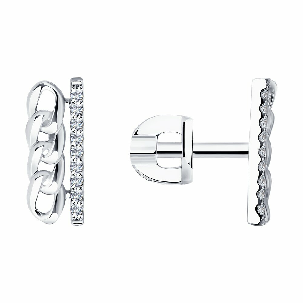 Серьги пусеты, белое золото, 585 проба, бриллиант