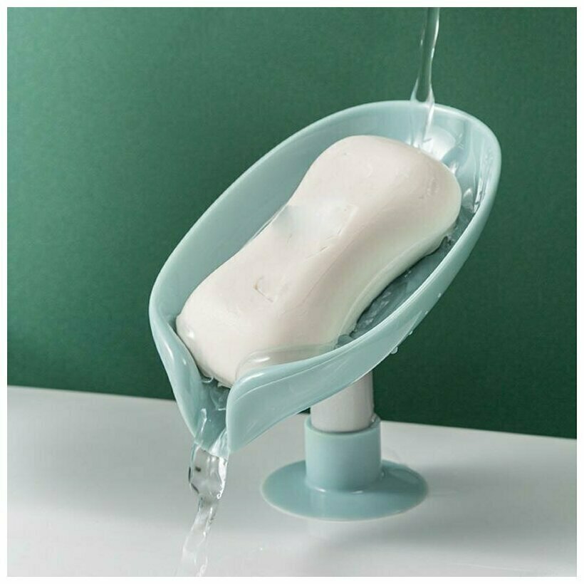 Мыльница со сливом для ванной, с подставкой, на присоске, Kiron&Eliks, оливковый