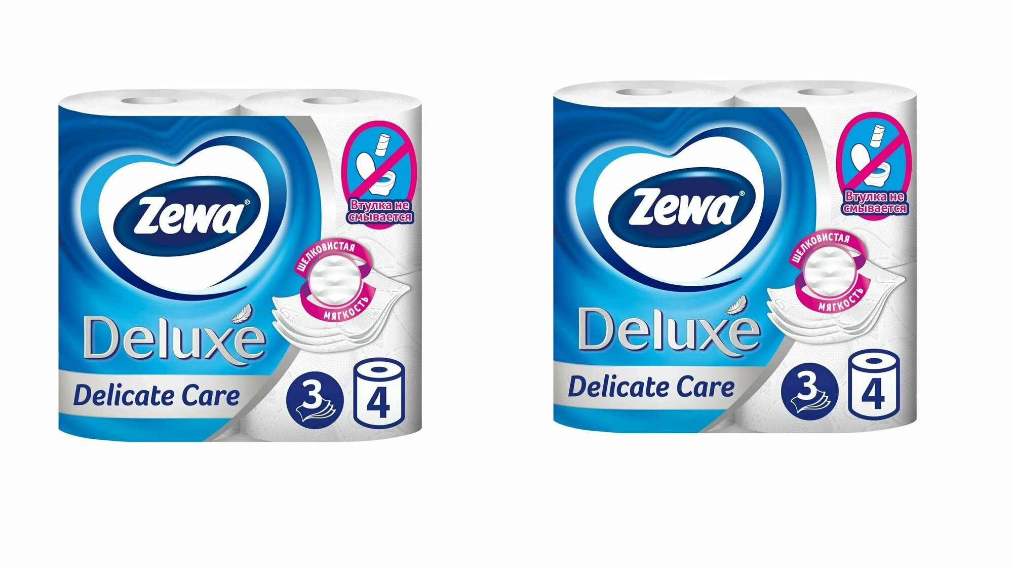 Zewa Туалетная бумага 3 слоя, 4 рулона, 2 упаковки