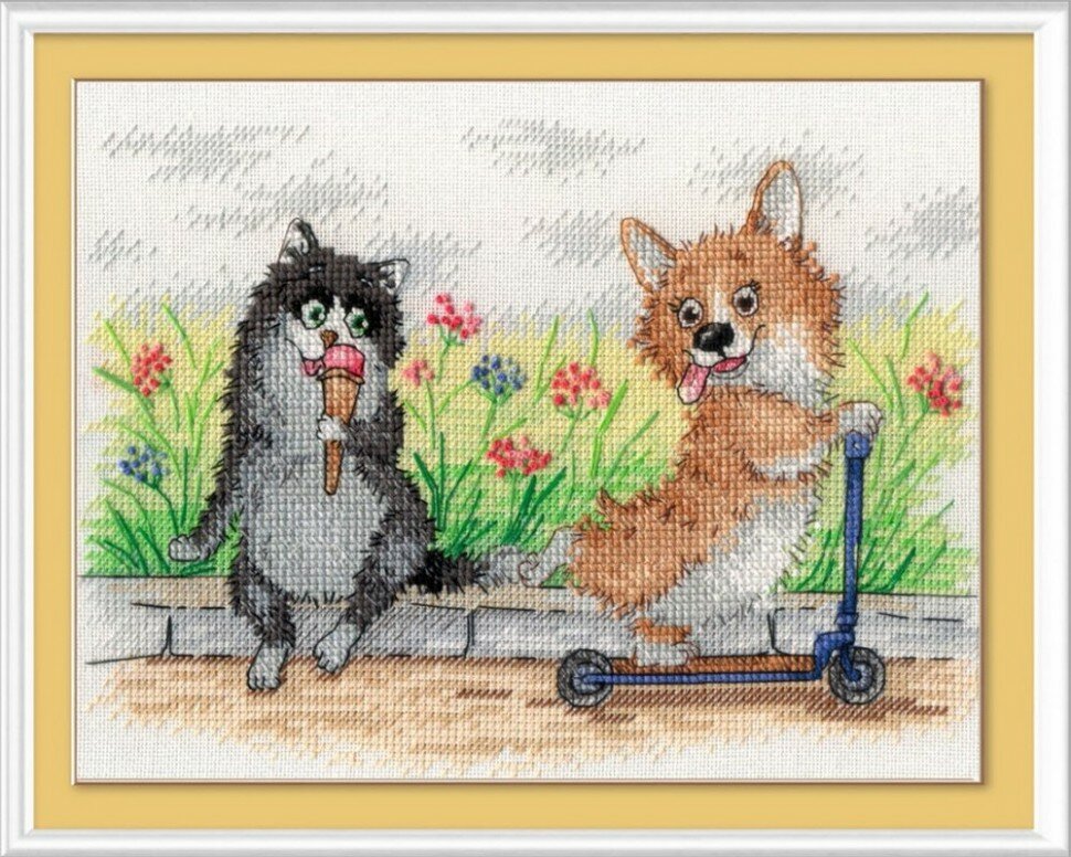 Набор для вышивания М. П. Студия #НВ-594 Лакомка, Счетный крест, 21 x 15 см