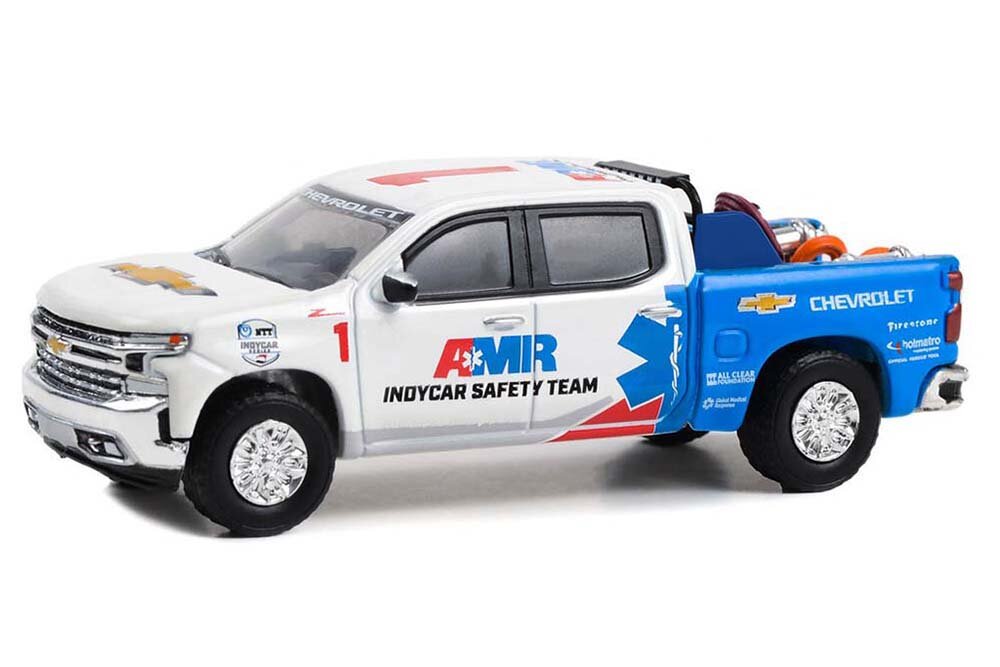 Chevrolet silverado "amr indycar safety team #1" пикап со спасательным оборудованием 2022 (длина модели 6-10 см)