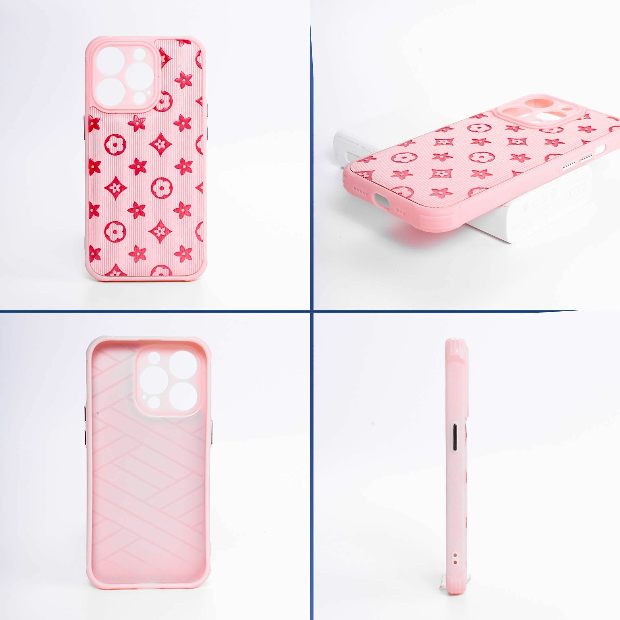 Чехол Meji на iPhone 13 "Луи Виттон", защита камеры, полиуретан, цвет розовый — фото 1