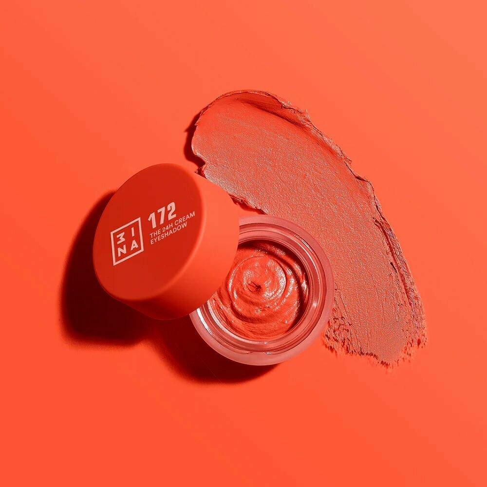 Кремовые Тени для Век 3INA (Мина, Зина) The 24h Cream Eyeshadow - тон 172 (Электрический Оранжевый)