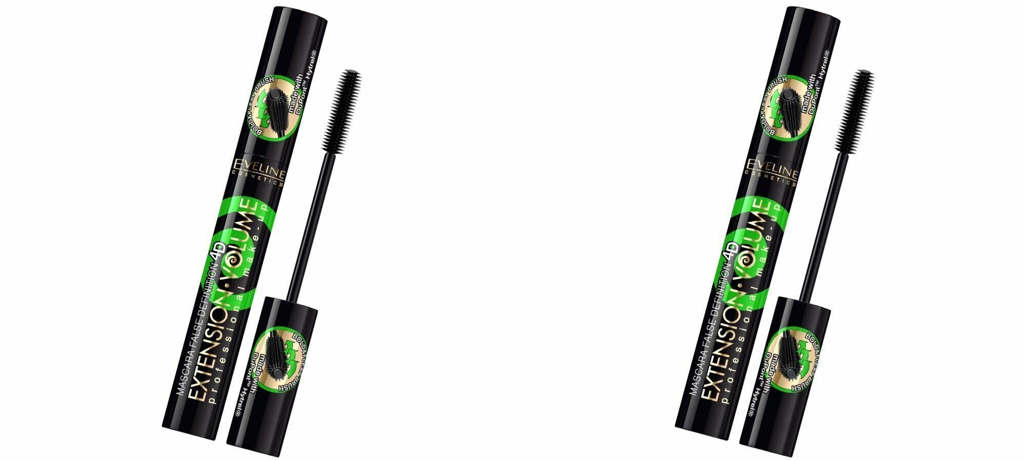 Эвелин Тушь для ресниц Extension Volume Prof. Make-Up экстримальная длина и изгиб (зеленая), 2шт