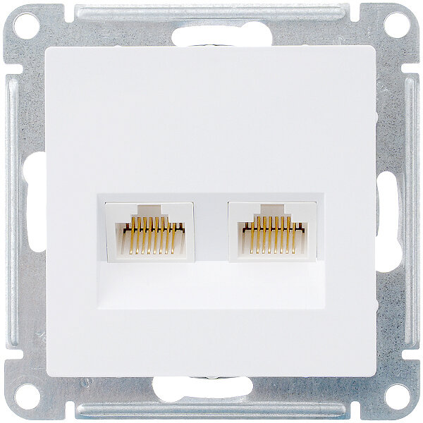 Механизм Atlas Design ATN000185 розетки компьютерной 2 входа RJ45 с/п белый Schneider Electric (2 шт. в наборе)