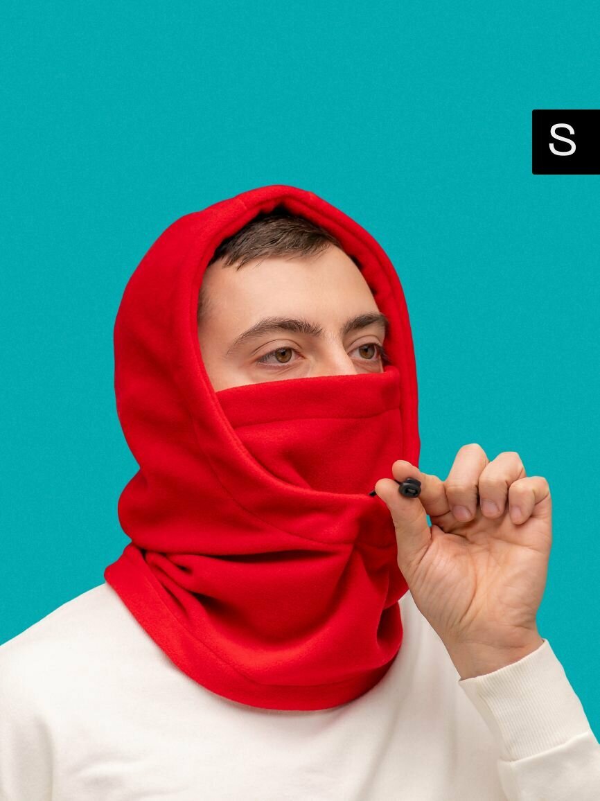 Балаклава poncho_id Базовая коллекция для мужчин, размер s, краcный — фото 1