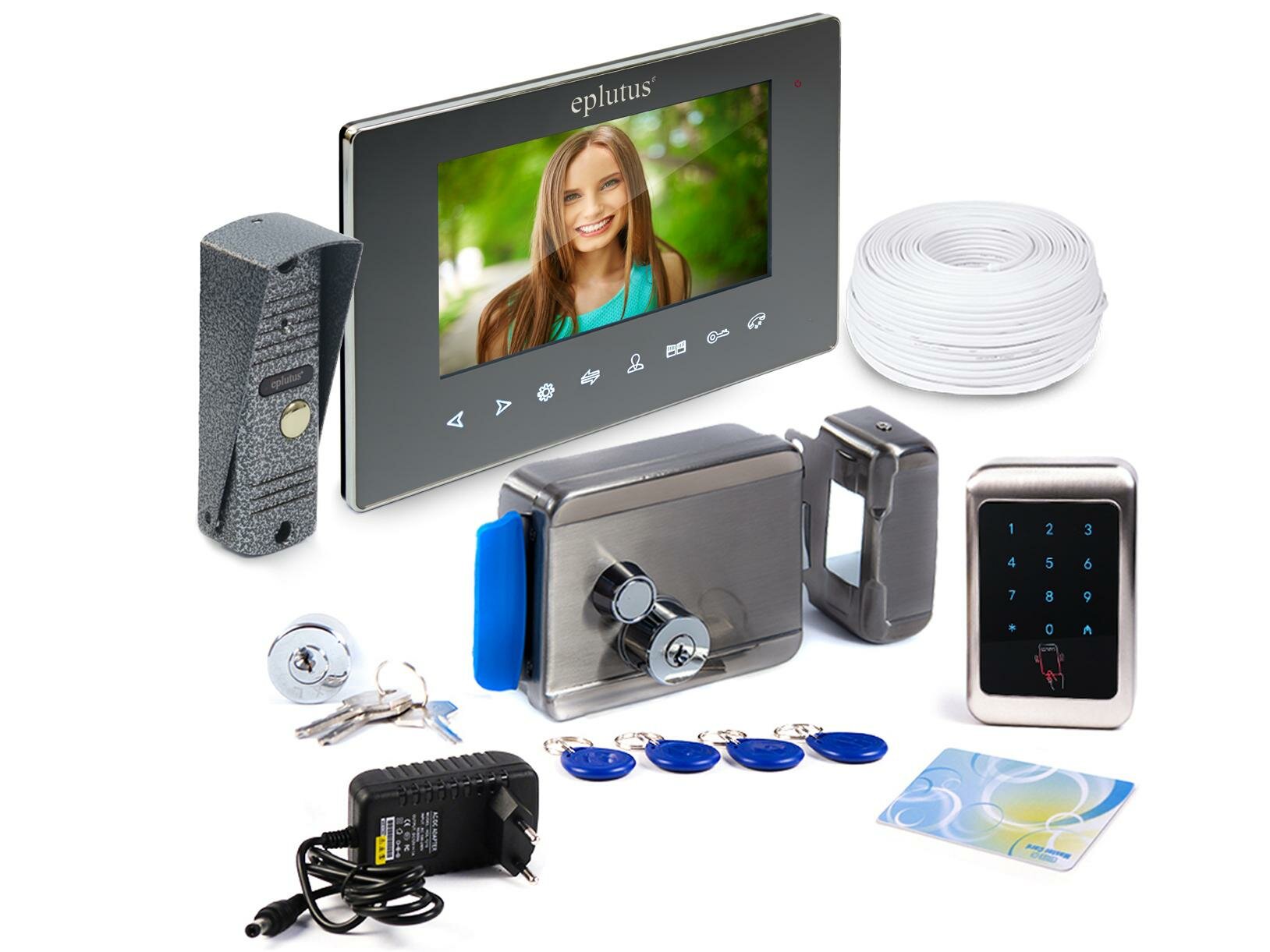 Комплект IP AHD Wi-Fi видеодомофон и замок: EP-6814LG и Anxing Lock-Титан (M2298RU) - замок на калитку электромеханический с домофоном