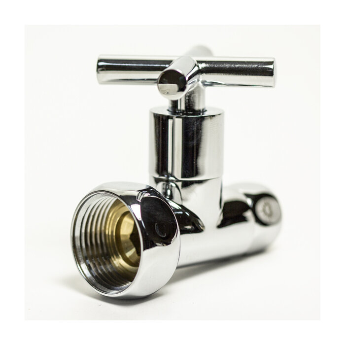 Вентиль запорный прямой для полотенцесушителя 1'х1/2' вн.-вн, крест