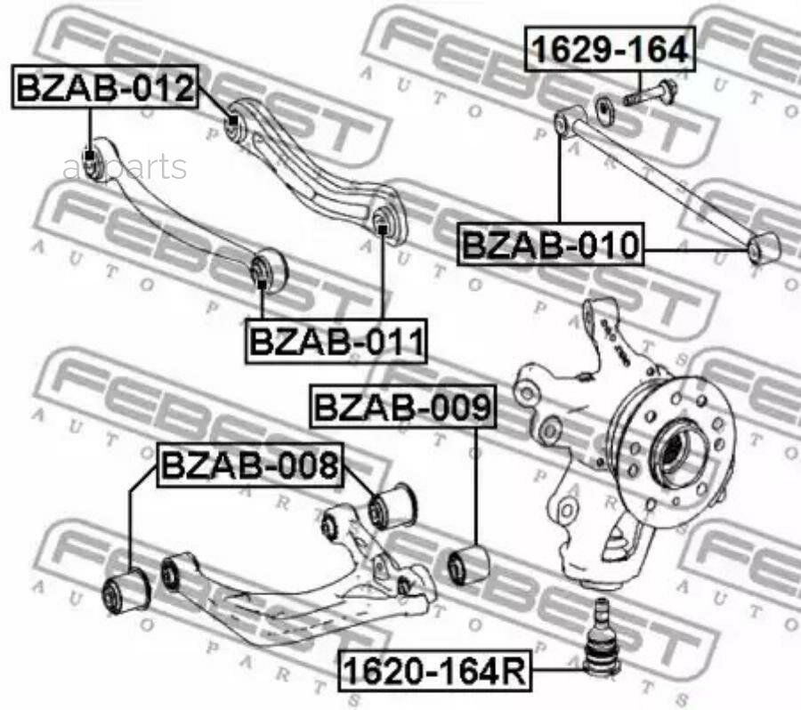 FEBEST 1629-164 болт С эксцентриком MERCEDES BENZ ML 280 CDI 4MATIC / ML 300 CDI 4MATIC 164.#