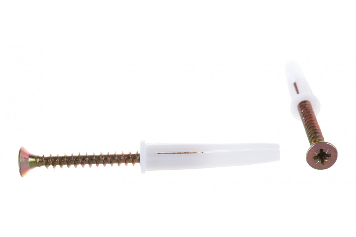 VIPкрепеж Набор белых дюбелей 70 шт 41566 для монтажа в гипсокартоне и бетоне