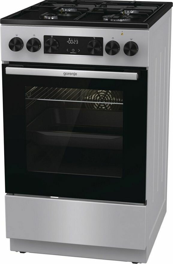 Плита комбинированная GORENJE GK5C60SJ, электродуховка, серебристая, черная