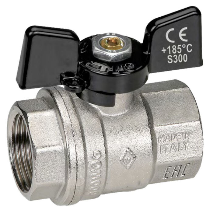 Кран шаровый Bugatti Oregon 1/2", внутренняя резьба, бабочка 03020062