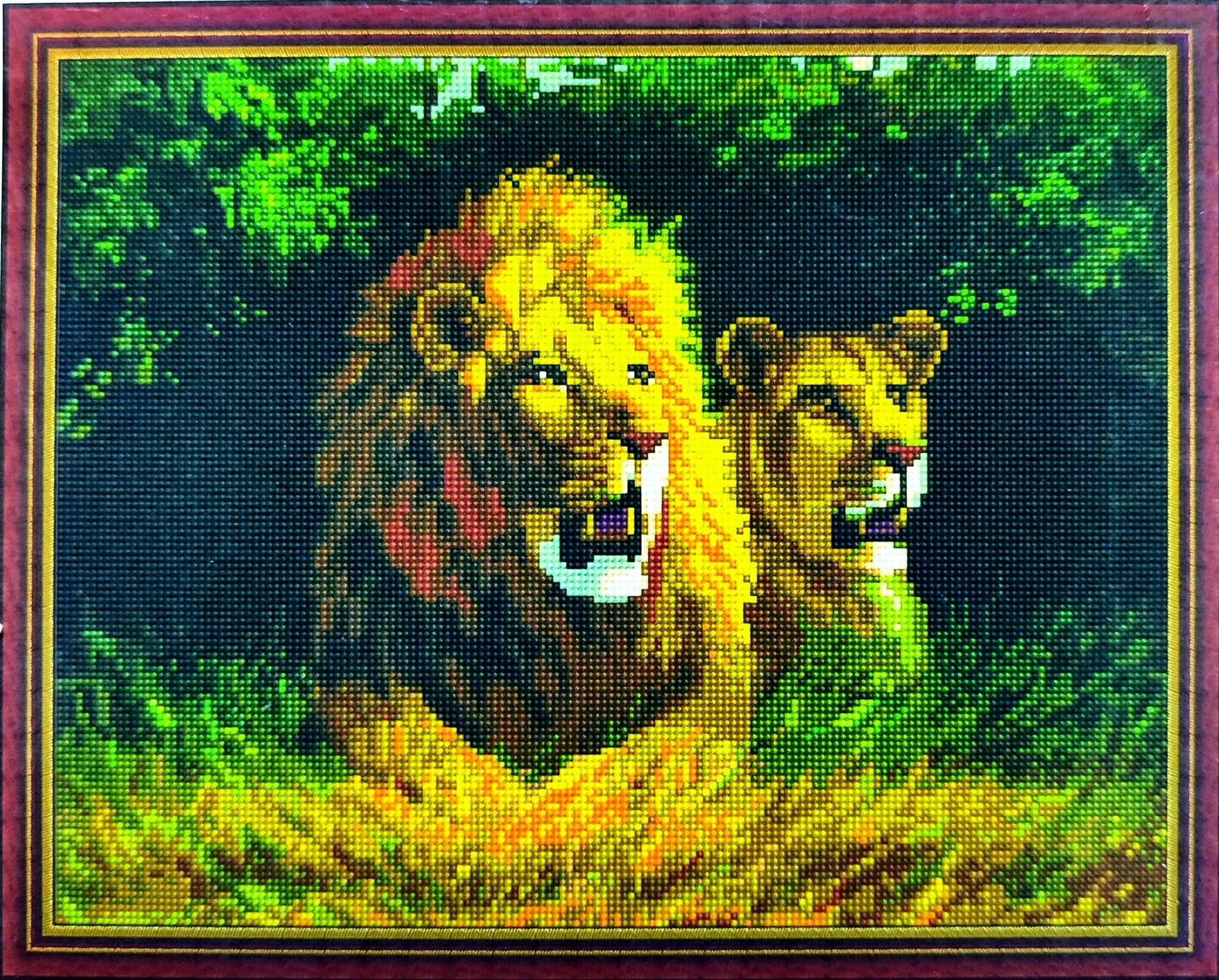 Алмазная мозаика 40x50см круглые стразы дикие животные, лев, львица, король, царь зверей, прайд, хищники