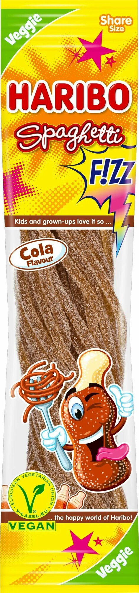 Мармелад жевательный Haribo Spaghetti Fizz Cola / Харибо Кислые Спагетти Кола, 200 гр. (Испания)