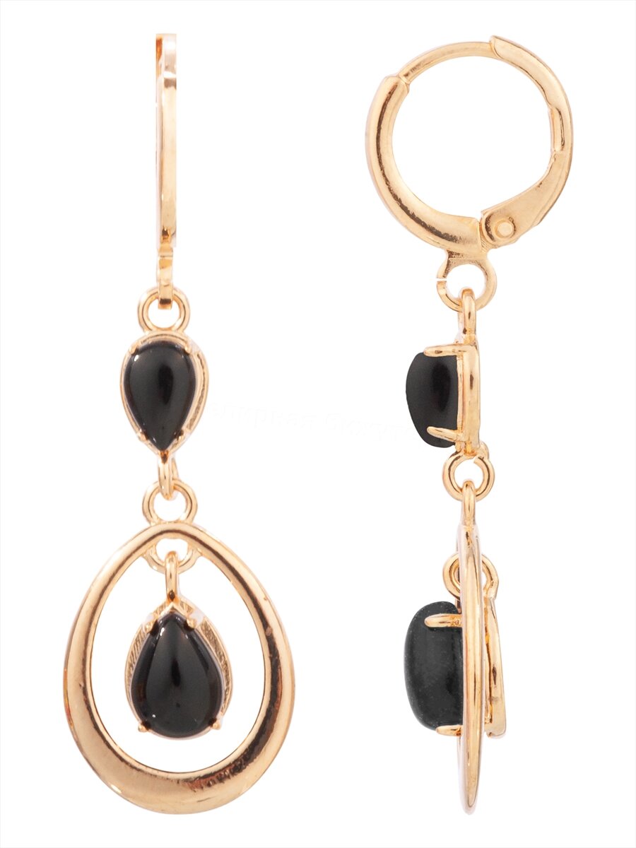 Серьги с подвесками, оникс