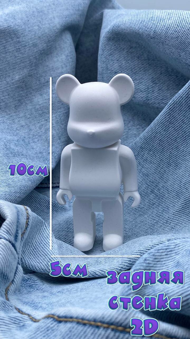 Статуэтка интерьерная "Bearbrick", белая матовая / Декоративный сувенир из гипса