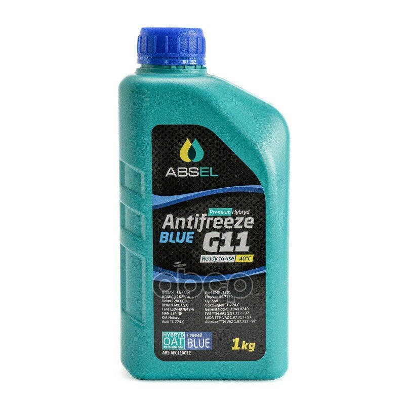 Жидкость охлаждающая ABSEL ANTIFREEZE G11 BLUE -40°C 1kg ABSEL арт. ABSAFG110012