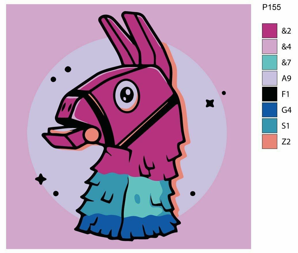 Детская картина по номерам P155 "Игра Fortnite (Фортнайт). Альпака (Alpaca)" 30x30