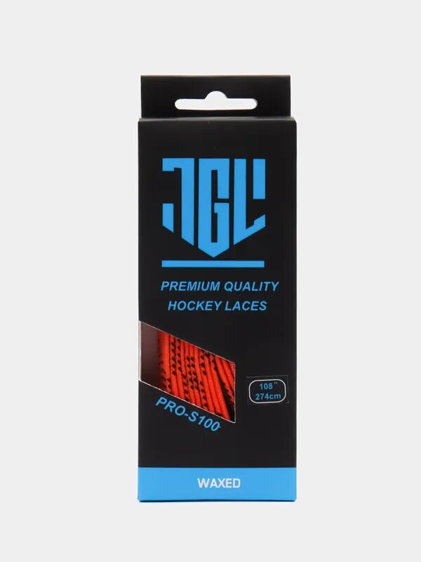 7GL PRO-S100 Шнурки хоккейные с пропиткой Hockey Waxed (Оранжевый 274см)
