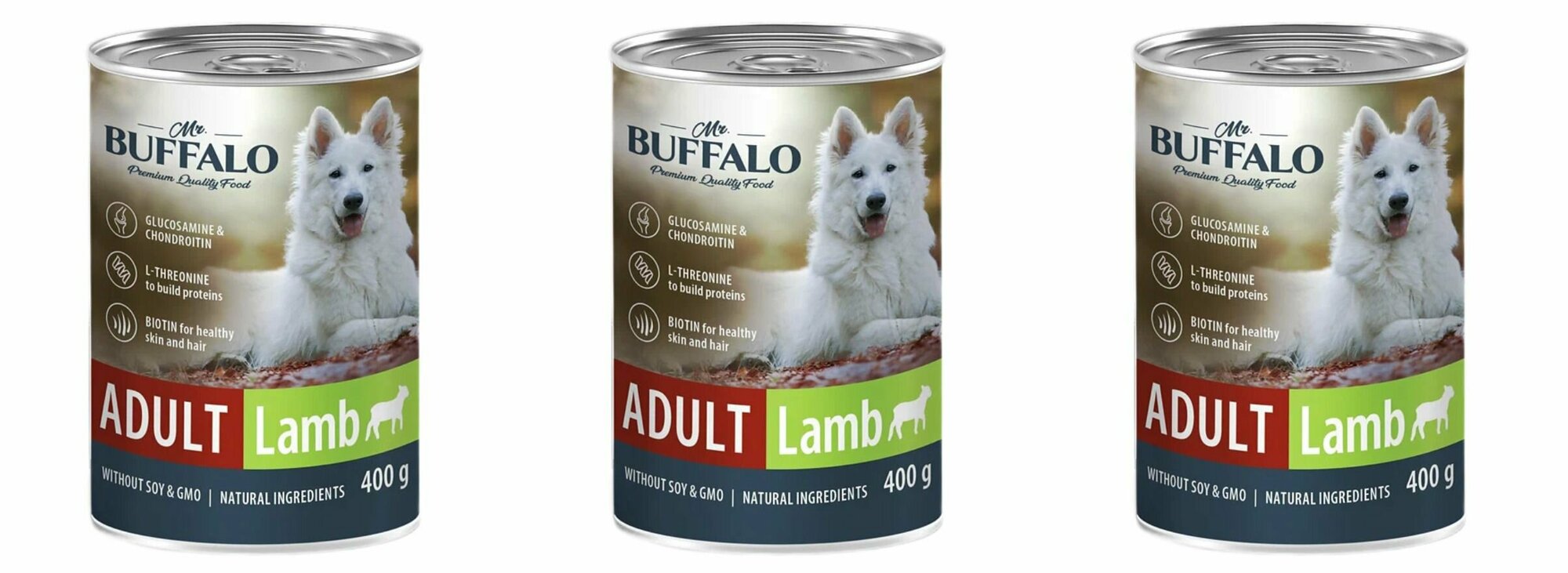 Mr.Buffalo Консервы для собак Ягненок, 400 г, 3 шт