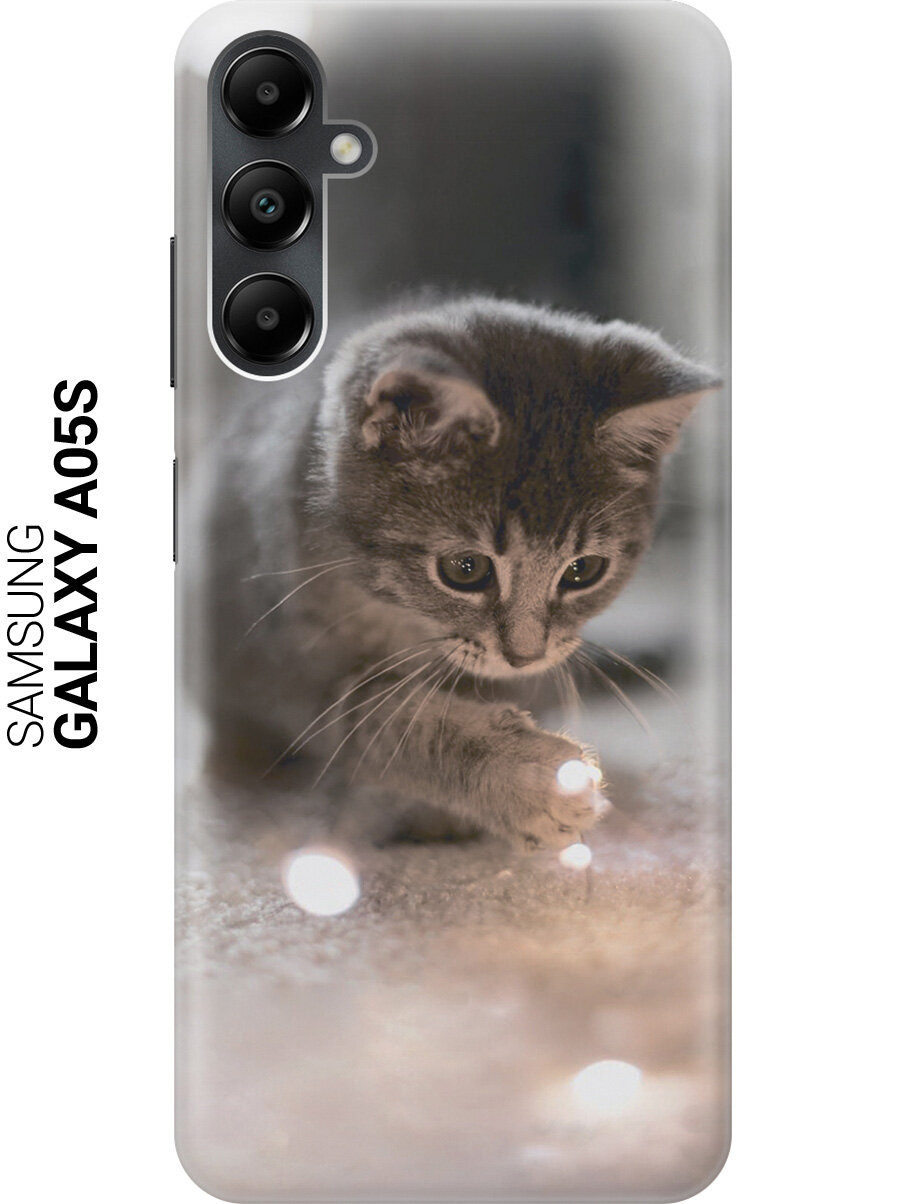 Силиконовый чехол на Samsung Galaxy A05s / Самсунг А05с с рисунком "Котенок и свет"