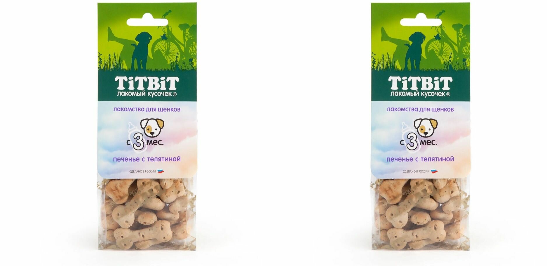 Titbit Лакомство для щенков, Печенье с телятиной, 70 г, 2 шт